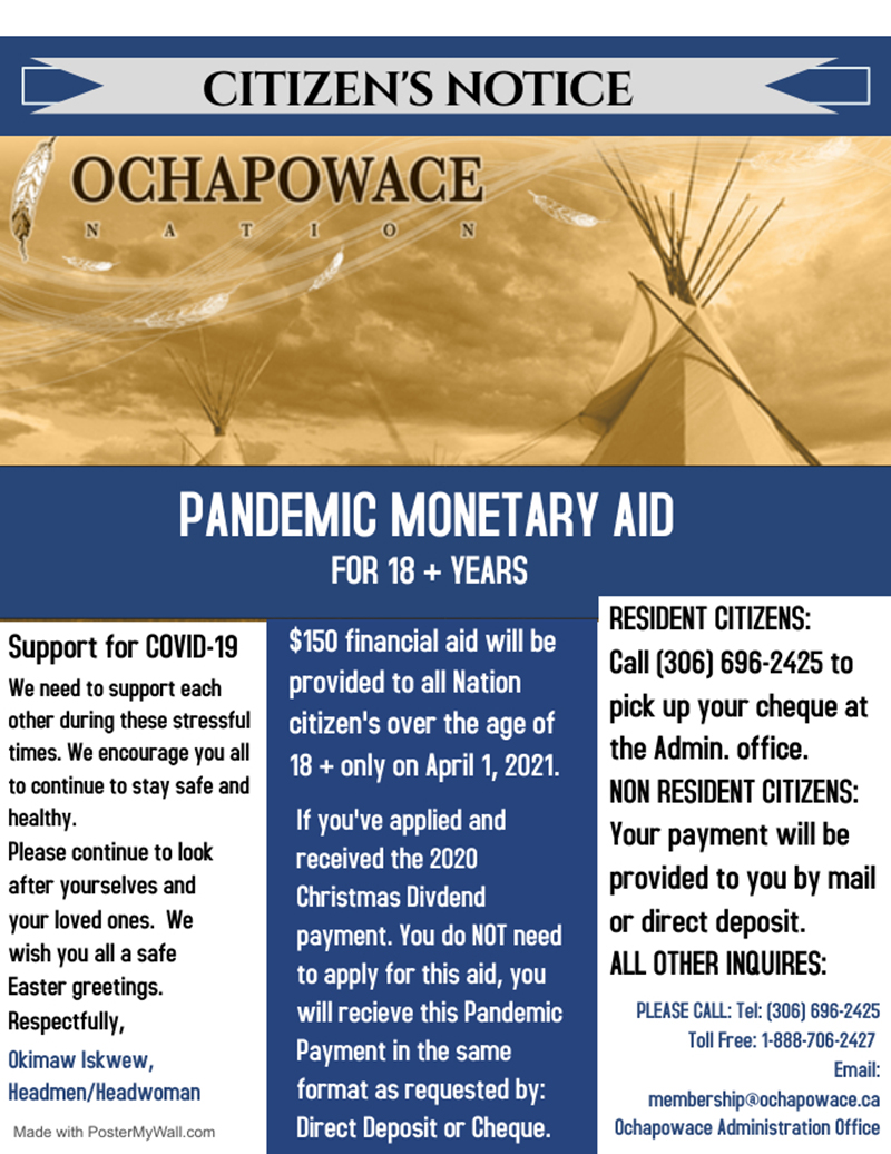 Pandemic Monetary Aid « Ochapowace Nation